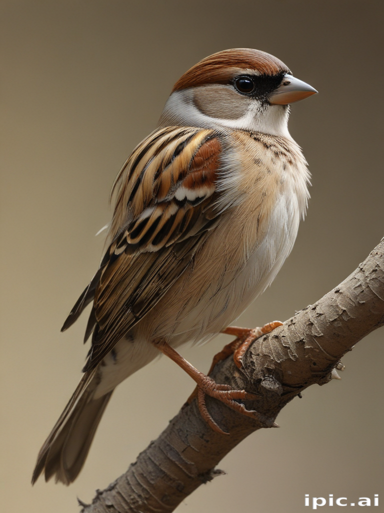 A Beautiful Sparrow Perched Gracefully on a Branch, Displaying Vibrant ...