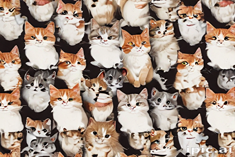 A Playful Collage of Cute Cats with Various Expressions and Breeds