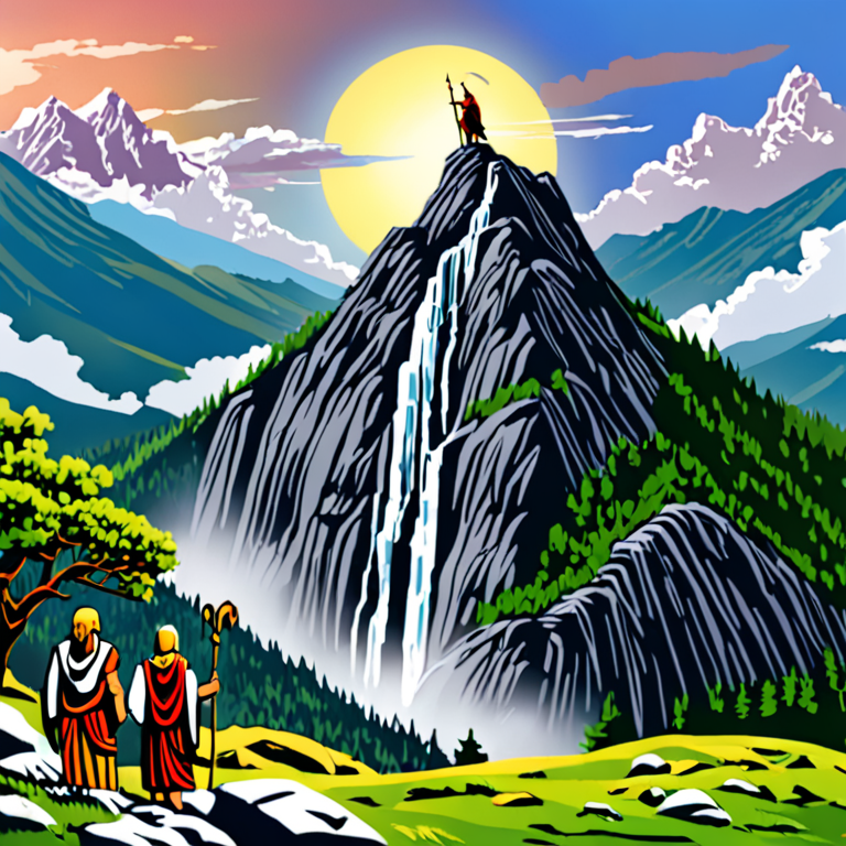 Gods and Godesses on a mountain animated
