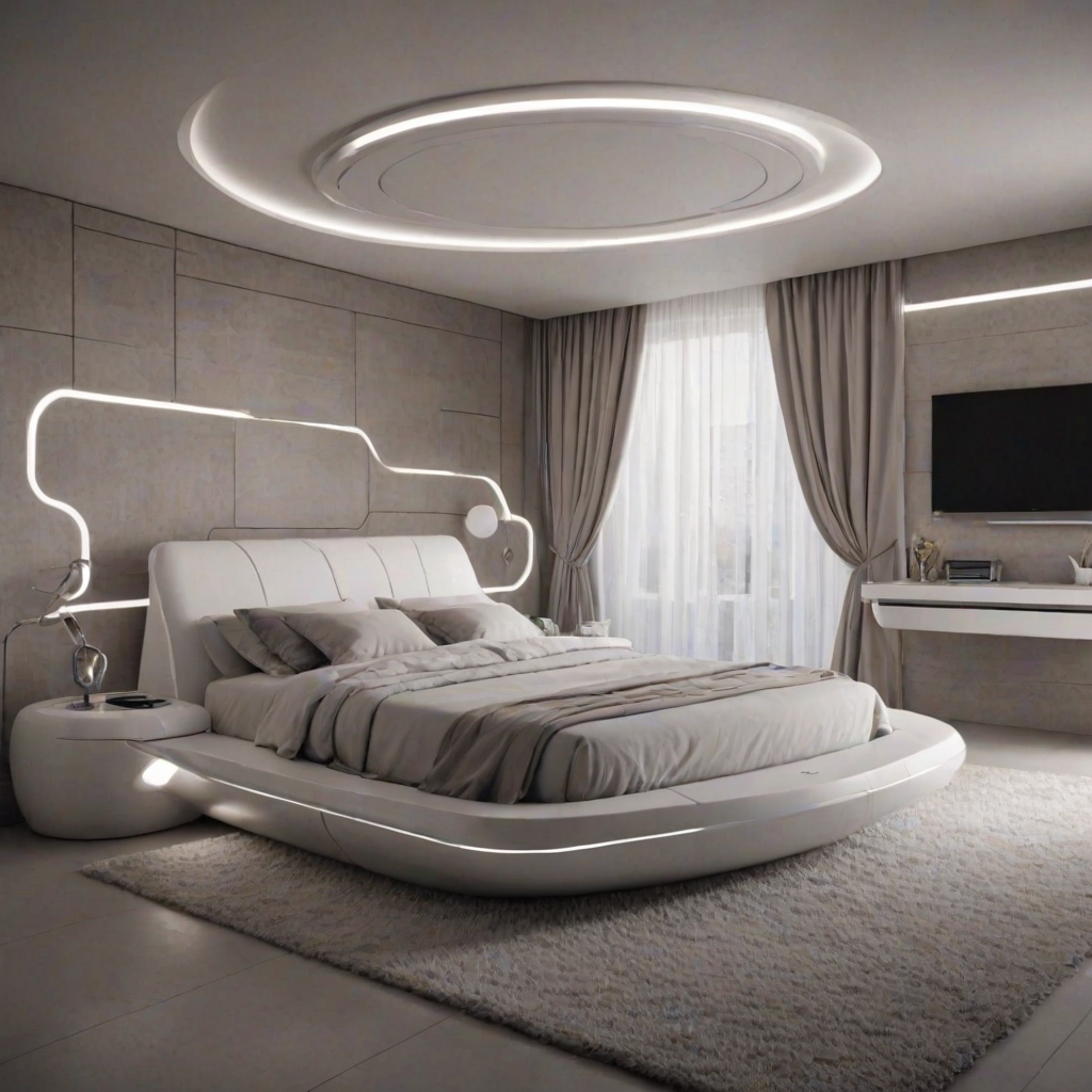 Modern Bedroom Design Featuring Sleek Lines and Soft Ambient Lighting ...