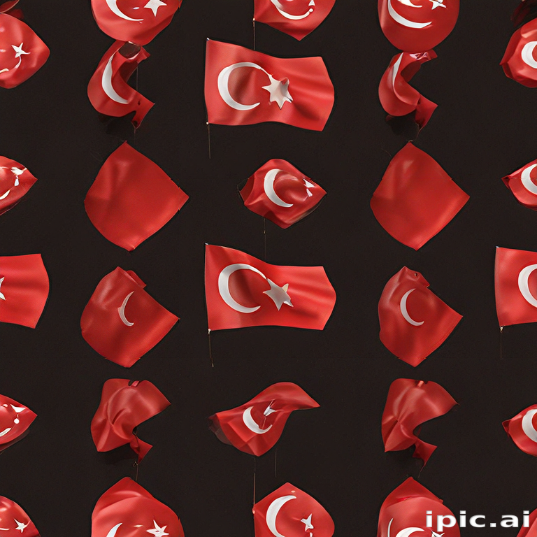 Colorful Display of Turkish Flags Flowing Gracefully Against a Dark ...