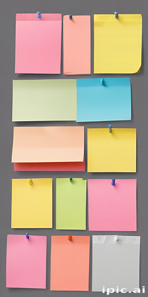 A Colorful Display of Sticky Notes Organized on a Gray Wall.