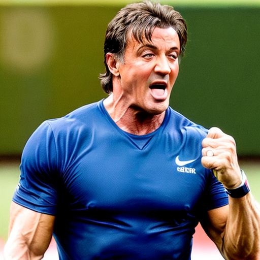 Create a image of sylvester stallone eating
