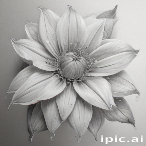 Elegant Monochrome Flower Design with Intricate Petals and Textured Details
