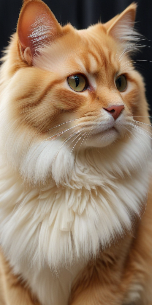 Majestic Ginger Cat with Luxurious Fur Posing Gracefully Against Dark ...