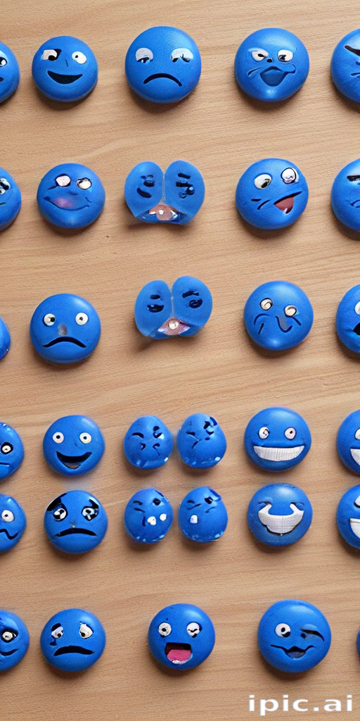 A Colorful Collection of Blue Emoticons Expressing Various Emotions and ...