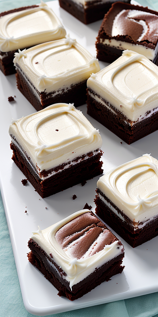 Decadent Chocolate Brownies Served with Creamy Vanilla Frosting ...