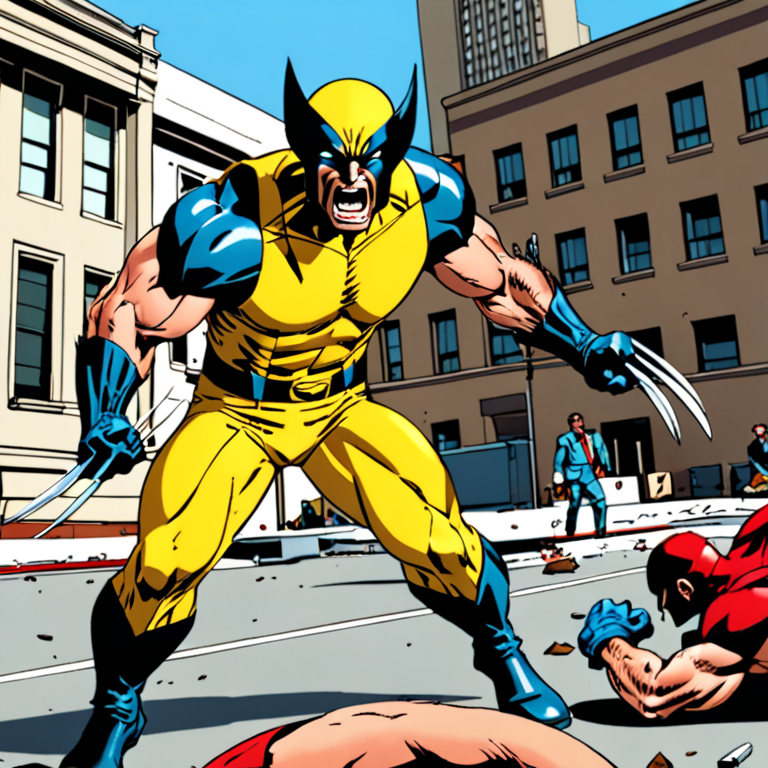 wolverine from the x-men fighting someone