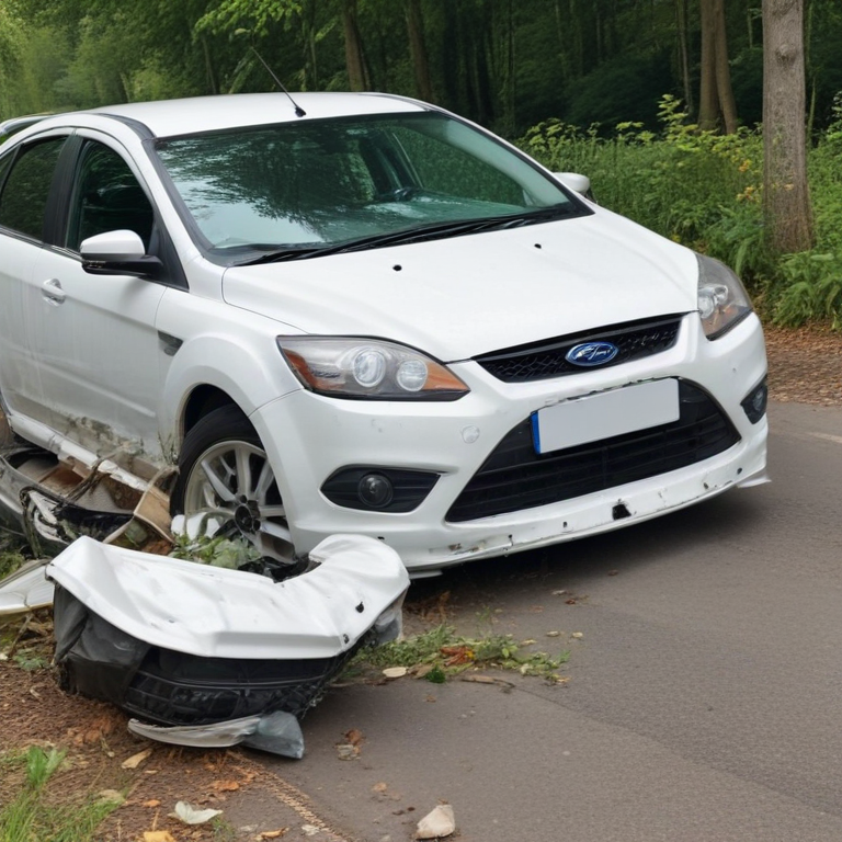 white ford focus car accident