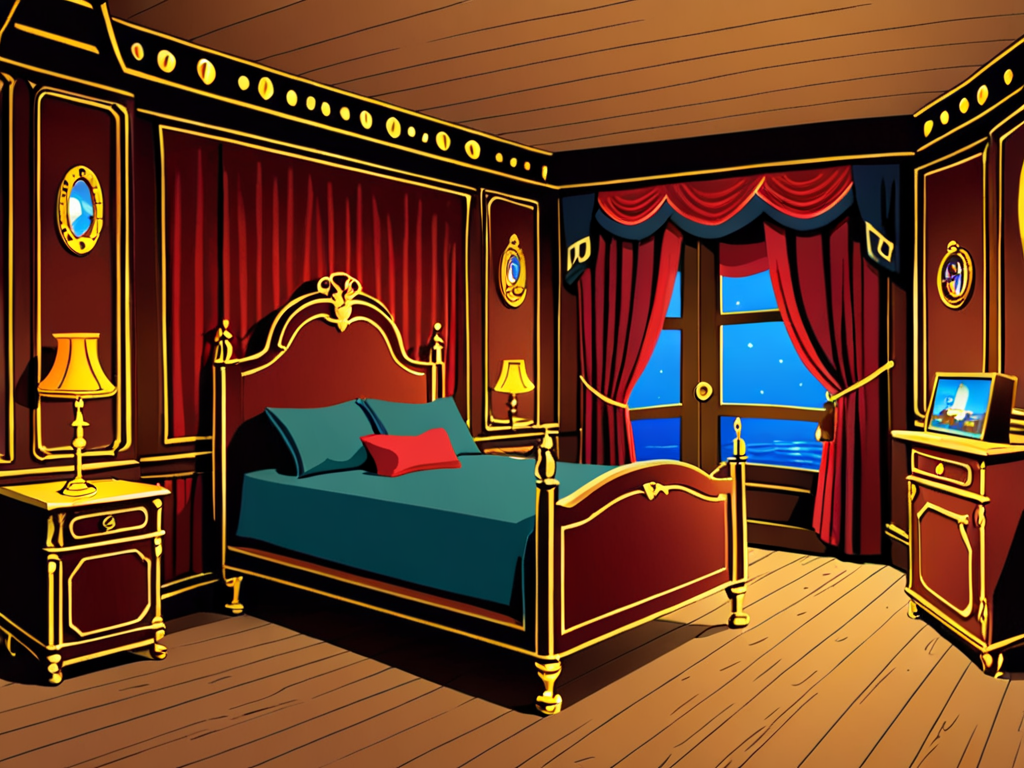 Interior of Captain Hook's state room on the pirate ship from the ...