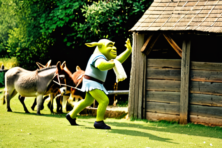 Shrek throwing donkey