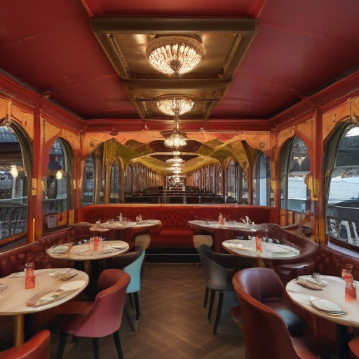 modern circus themed fine dinning restuarant with a carosal bar