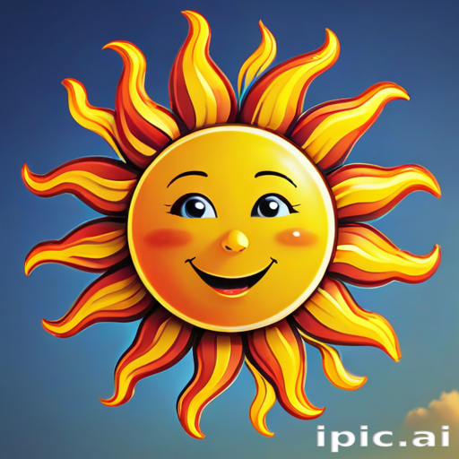 A Cheerful, Cartoonish Sun with a Bright Smile and Radiant Rays.