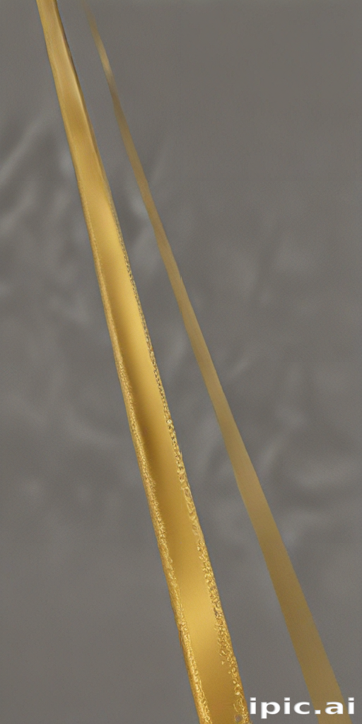 Elegant Golden Ribbon Draped Beautifully Against a Soft Gray Background