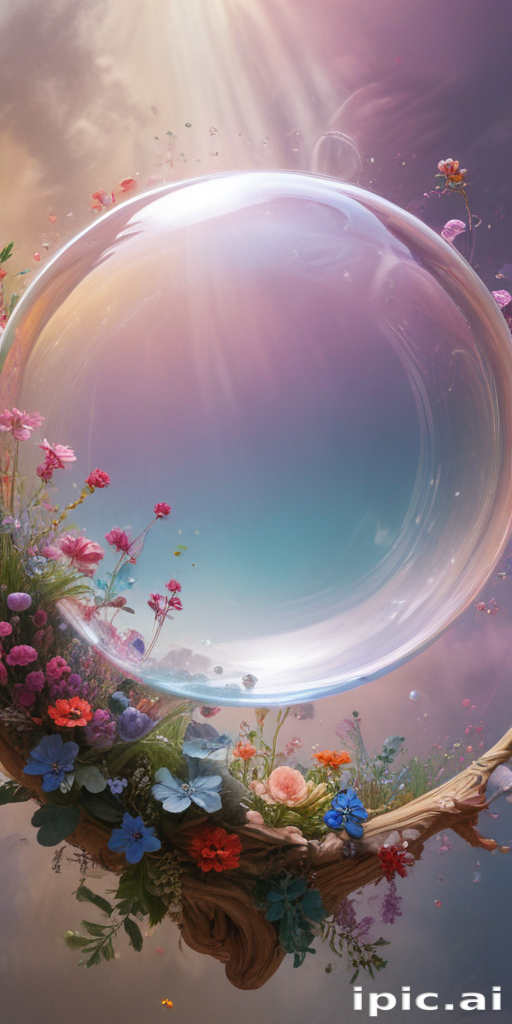 A Dreamy Fantasy Landscape with a Giant Bubble Surrounded by Colorful ...