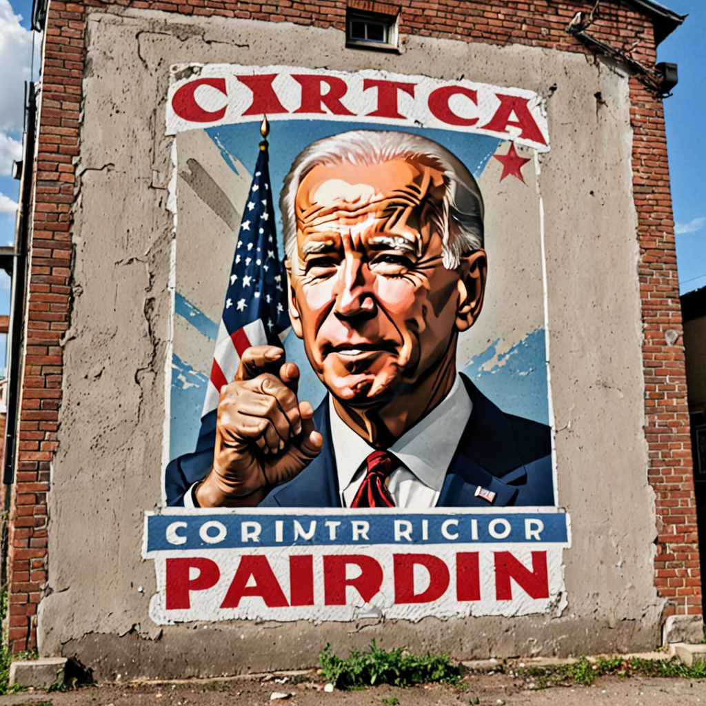 CCCP propaganda style mural of Biden campaign poster