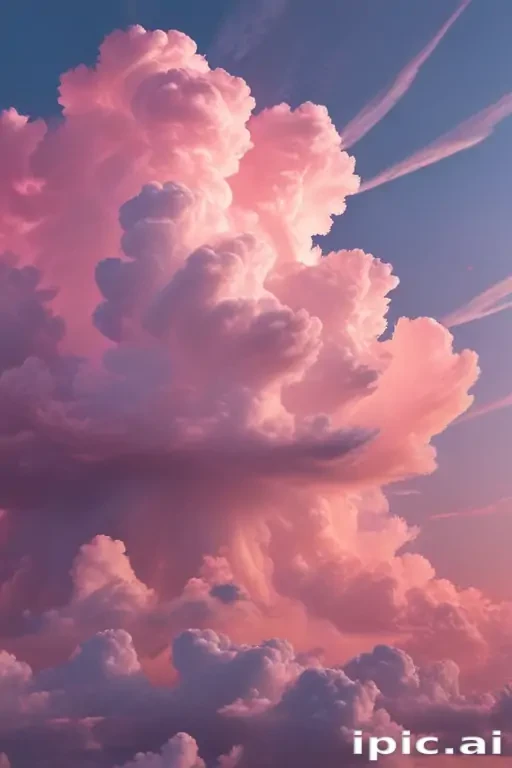 Majestic Pink Clouds Embracing the Sky at Sunset's Golden Hour