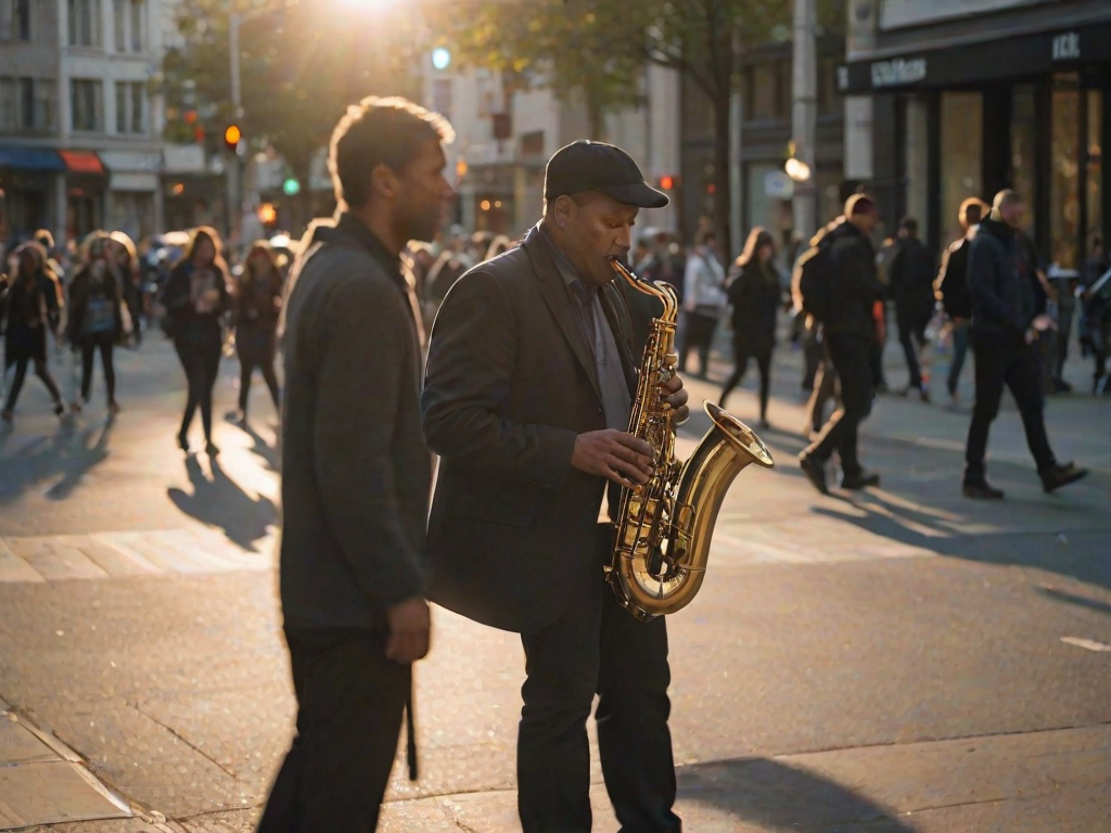 Street Musician Enchants Passersby with Soulful Saxophone Performance ...