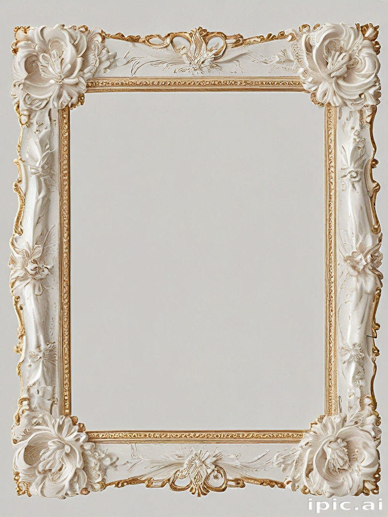 Elegant Ornate Picture Frame with Intricate Floral and Leaf Designs.