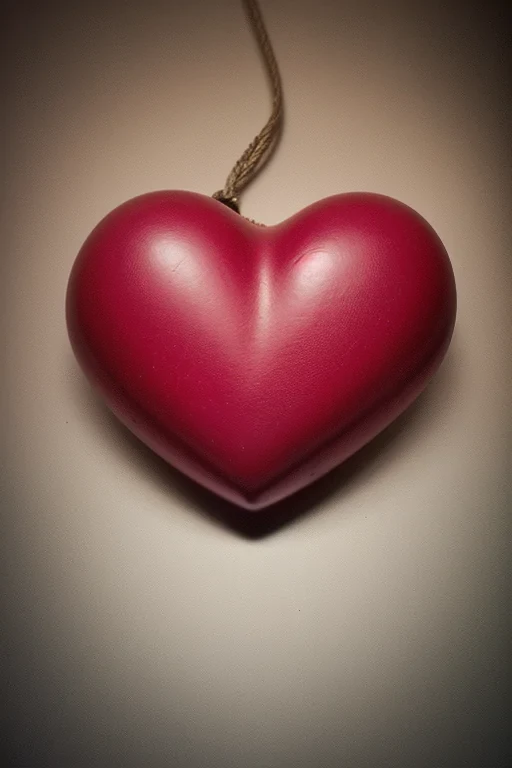 Bright Red Heart-Shaped Pendant Hanging Elegantly Against a Soft Background