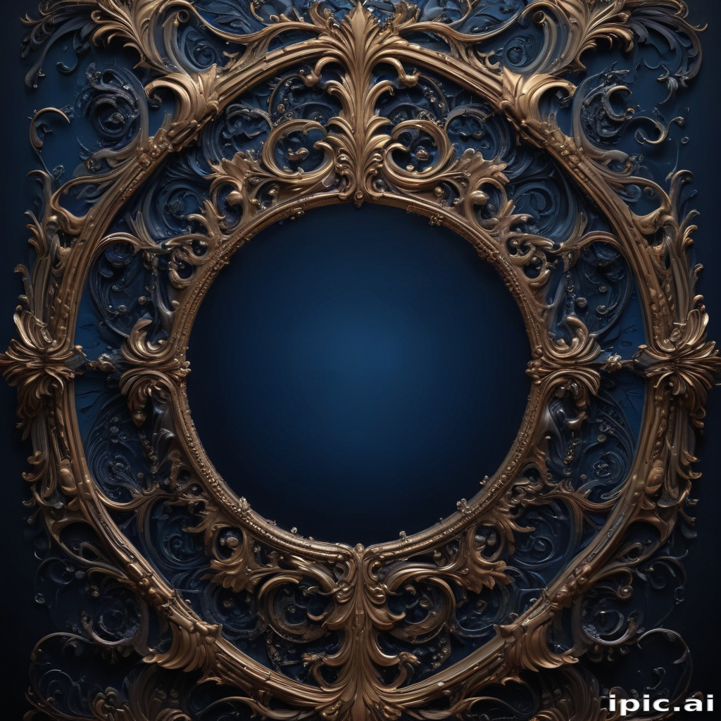 Ornate Baroque Frame Design with Intricate Patterns and Deep Blue ...