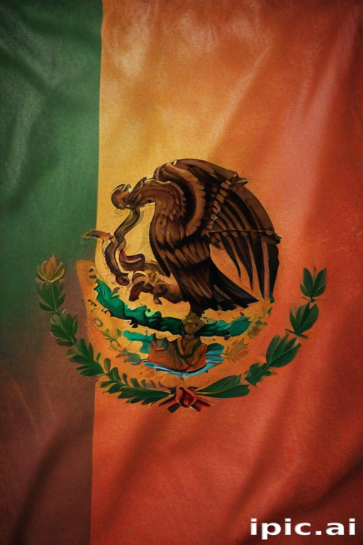 Vibrant Representation of Mexico’s National Flag with Iconic Eagle Emblem
