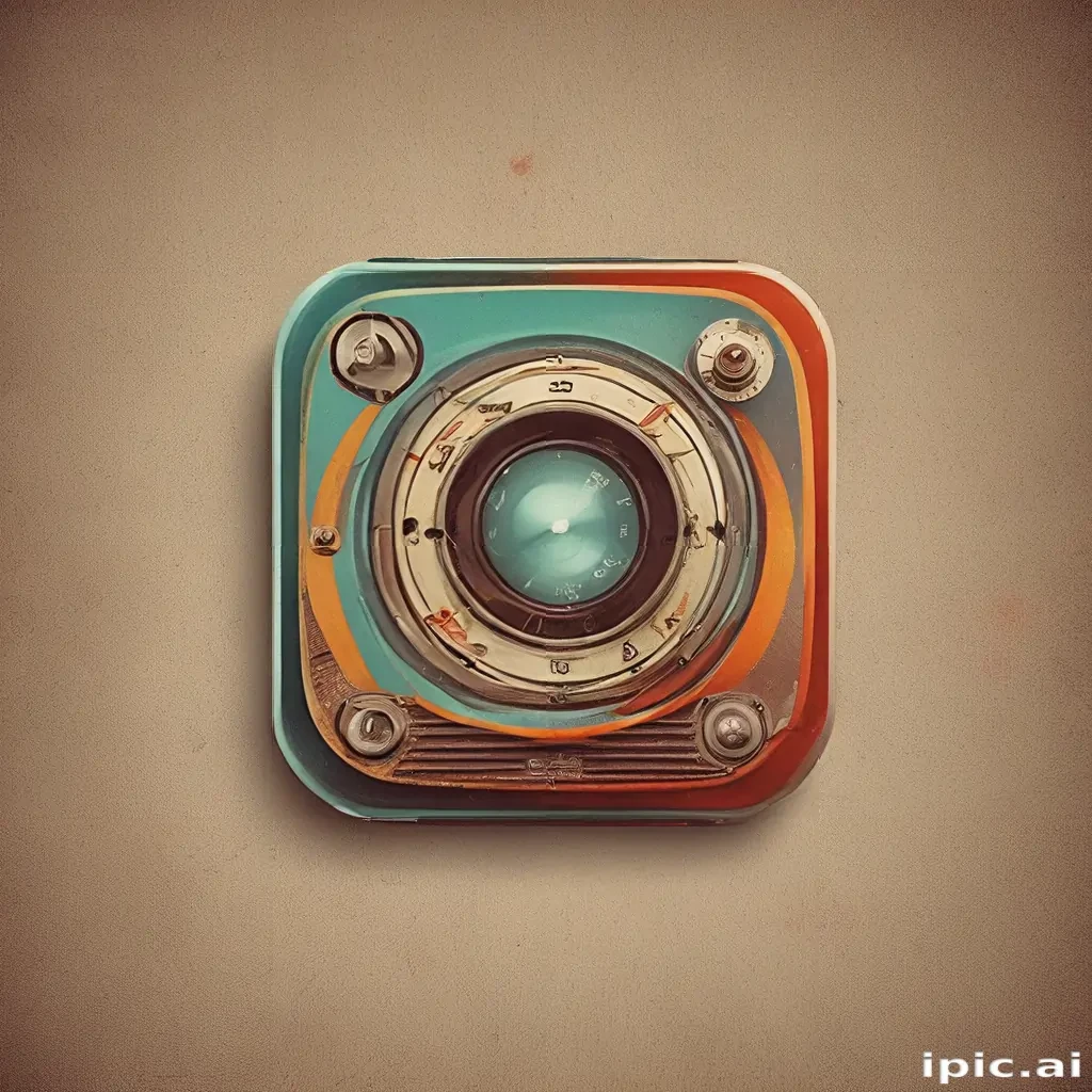 Vintage Camera Lens with Colorful Design and Retro Aesthetic Appeal