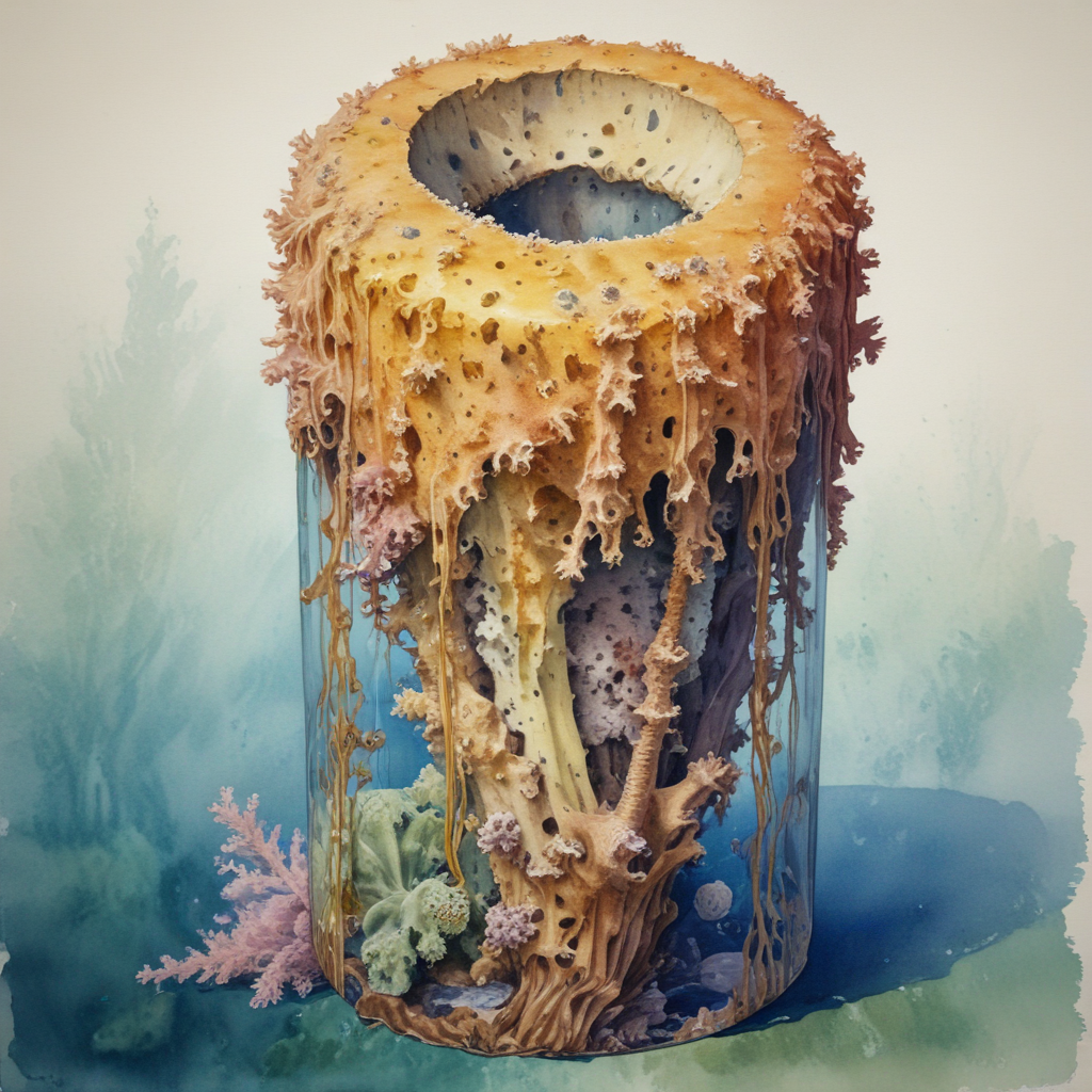 marine sponge, porifera, cylindrical with one big hole, underwater, art ...