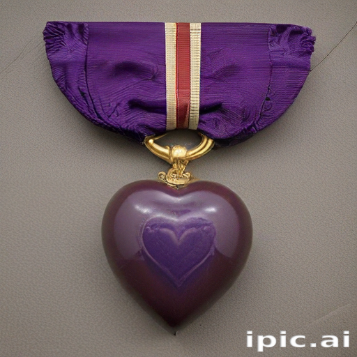 Intricate Purple Heart Medal with Ribbon Symbolizing Valor and Sacrifice