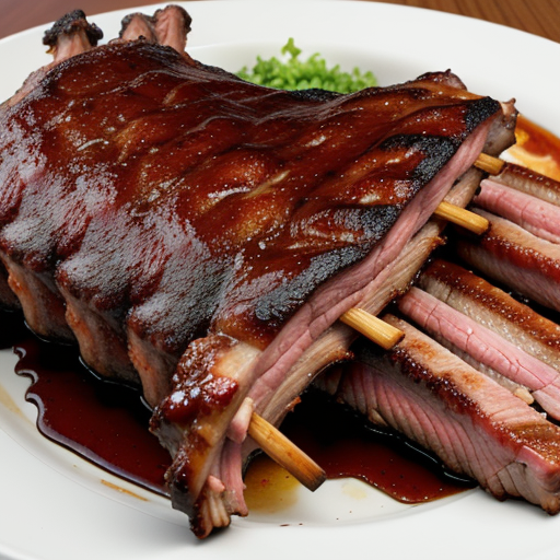 Deliciously Grilled Ribs Served with Sauces and Fresh Garnish on a Platter