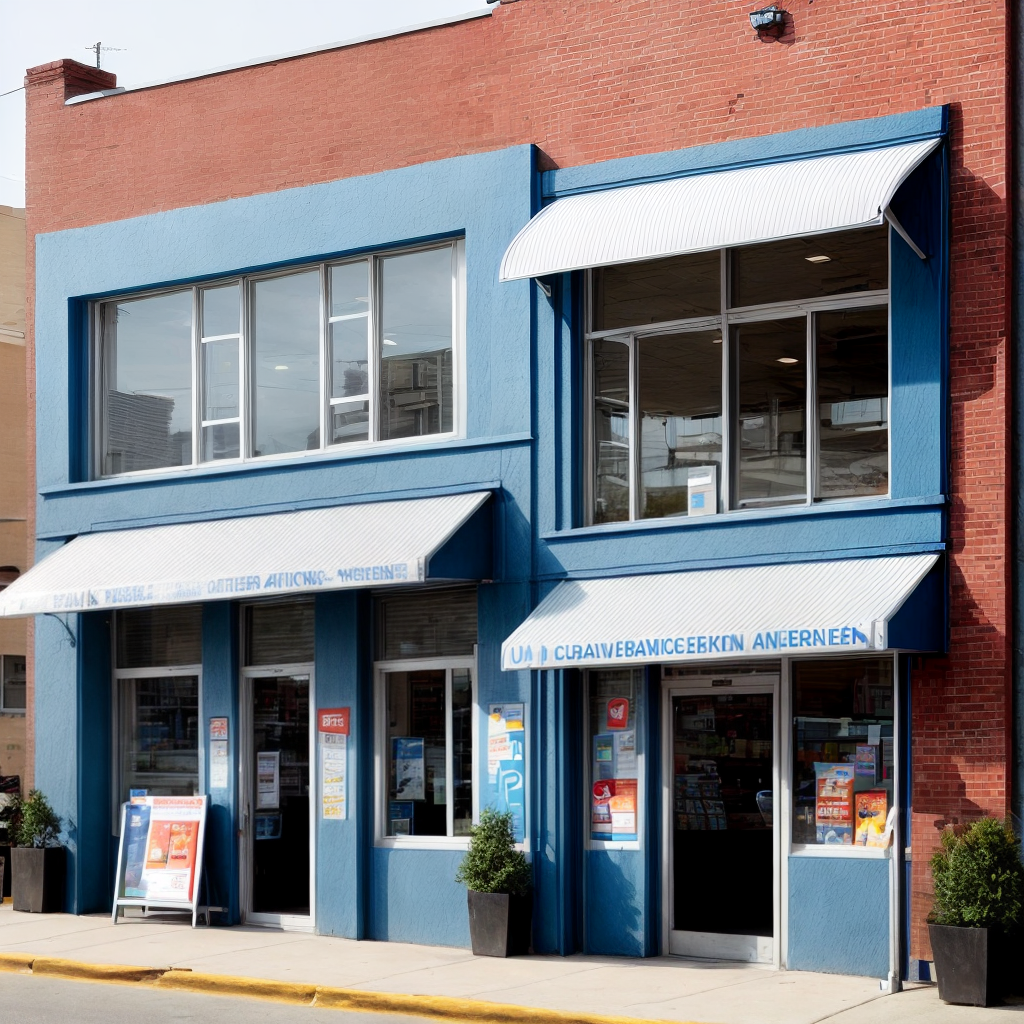 an urban location, a convenience store seen from the outside. No vision ...