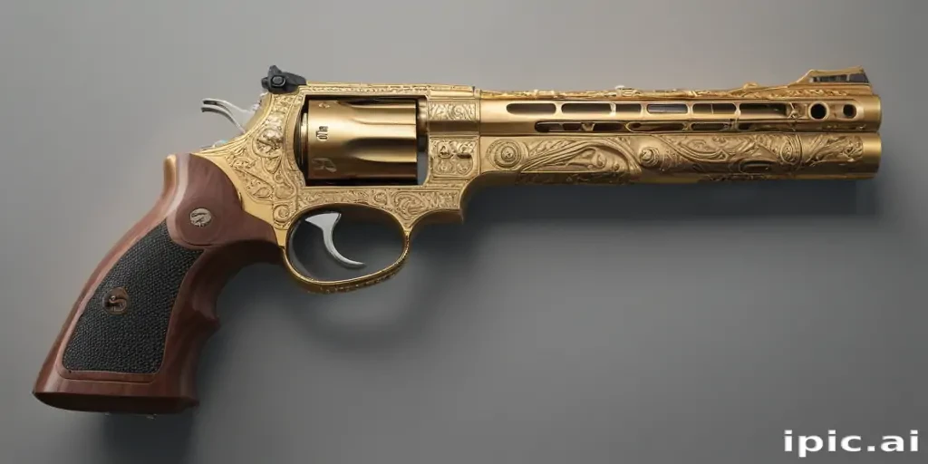 Intricately Designed Golden Revolver Showcasing Exquisite Craftsmanship ...