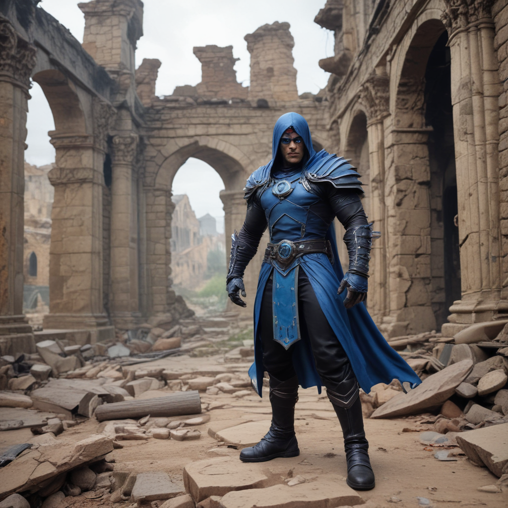 Raziel from the legacy of kain games, standing amongst ruins