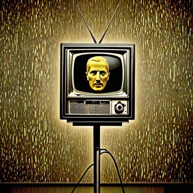 static tv head surreal art