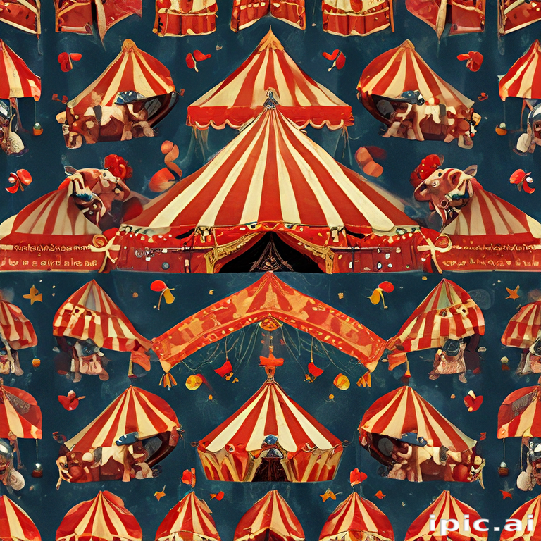 Colorful Circus Tents and Playful Animals Create a Whimsical Atmosphere