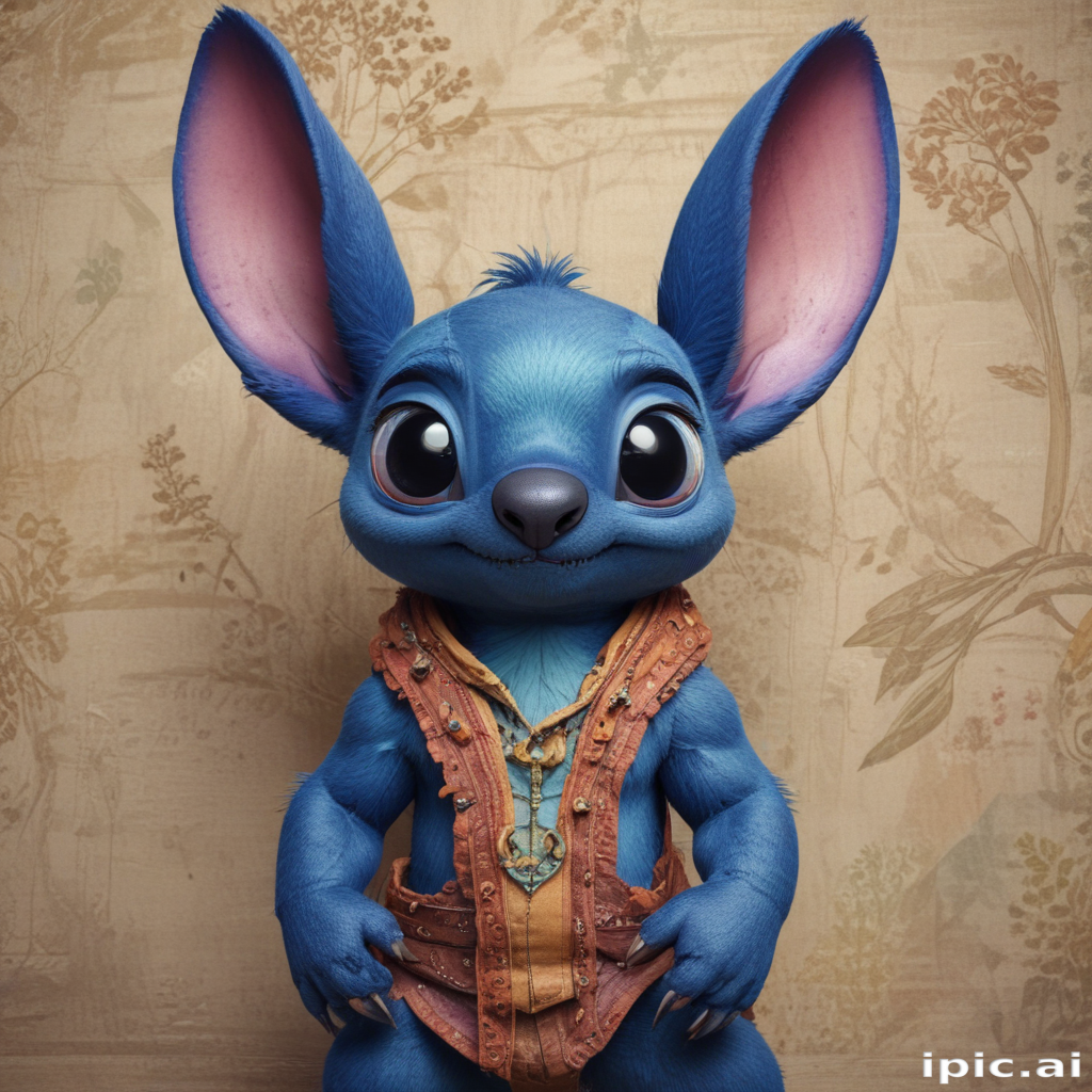 A Whimsical Blue Bunny Character with Large Ears and Charming Smile