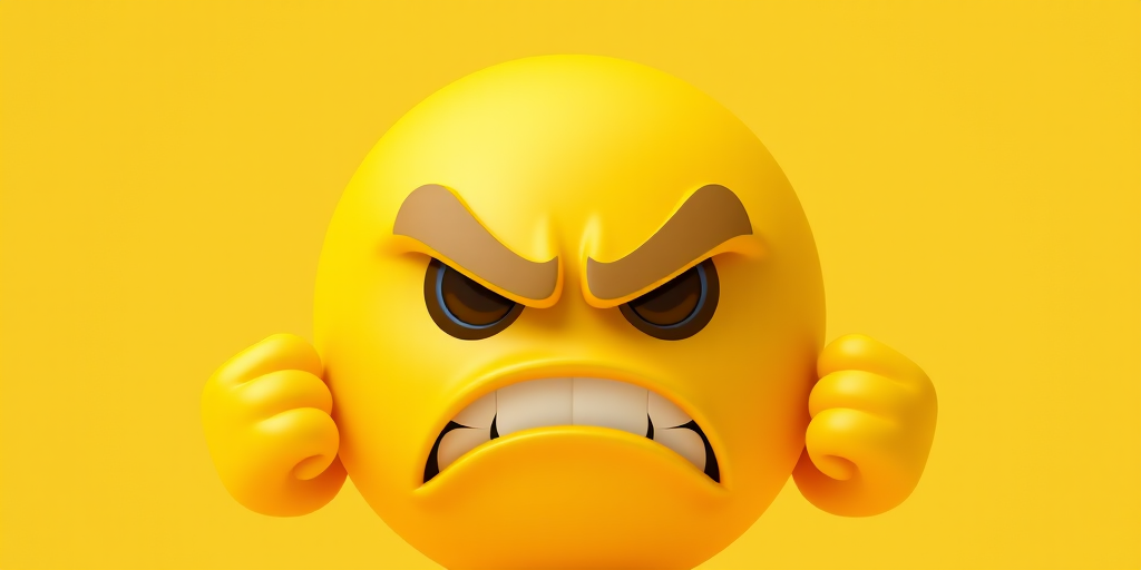 Angry Yellow Emoji Expressing Frustration with Furrowed Brow and ...