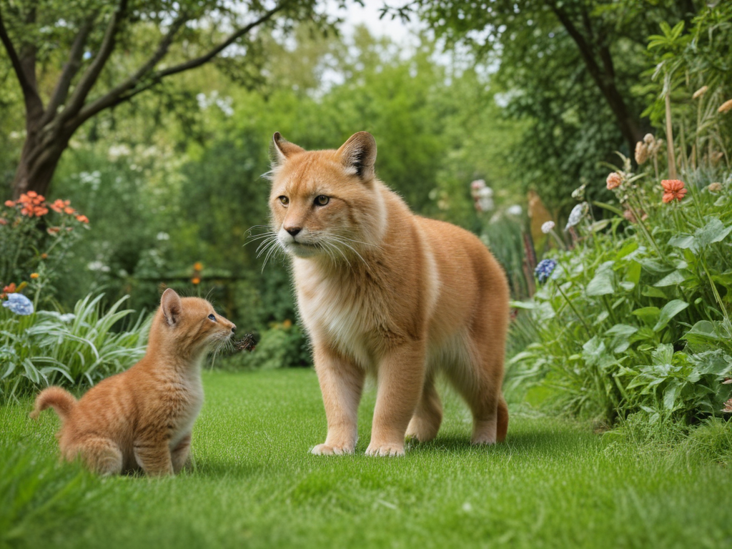 animals playing in a beautiful garden