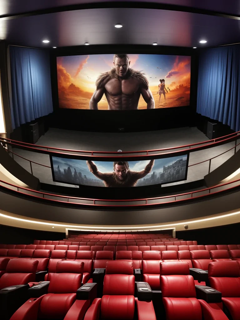 Modern Movie Theater Showcasing Epic Film with Stunning Visuals and ...
