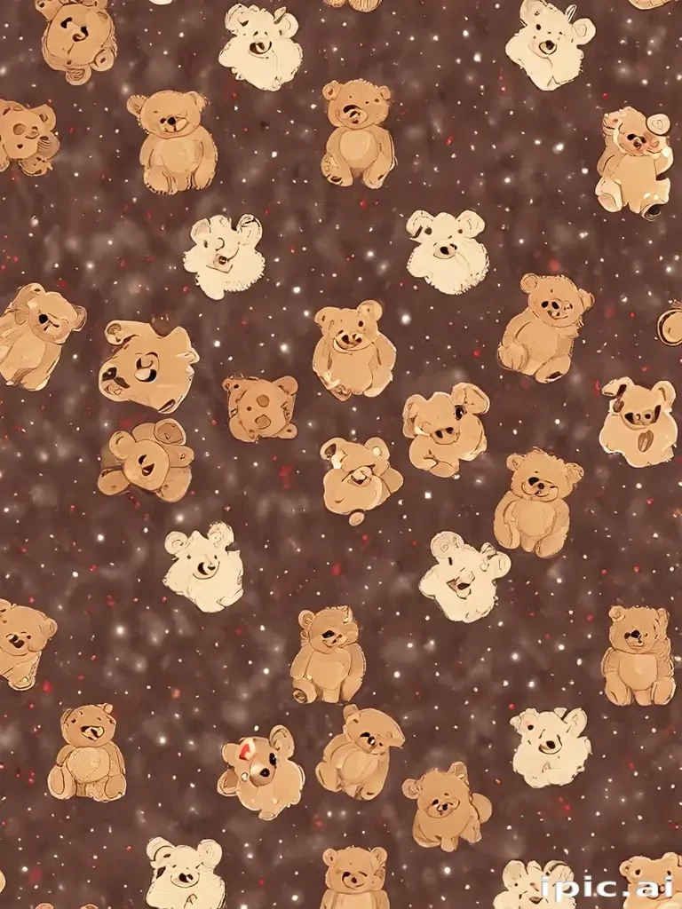 Adorable Collection of Cute Teddy Bears on a Cozy Brown Background