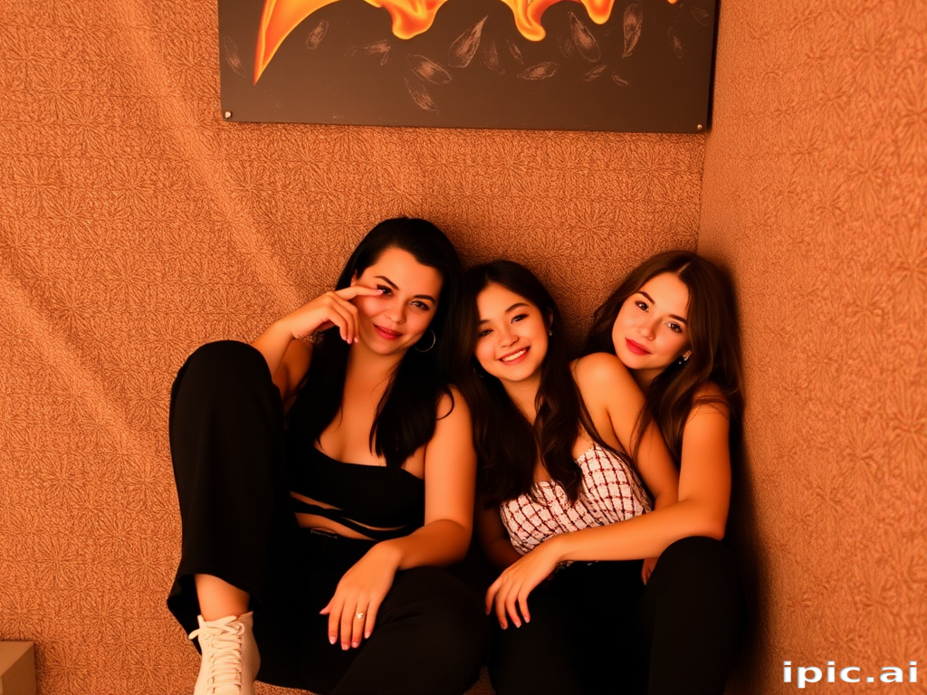 Three Friends Enjoying a Cozy Moment Together in Stylish Surroundings