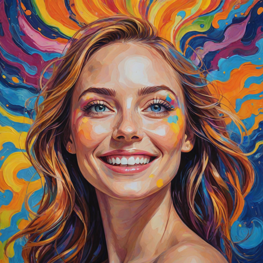 A Vibrant Portrait of Joy and Colorful Energy Radiating Happiness.