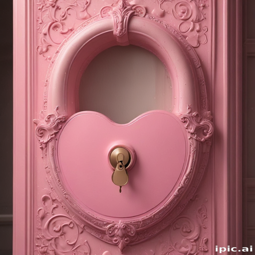 Charming Pink Heart-Shaped Lock on an Elaborate Door Design