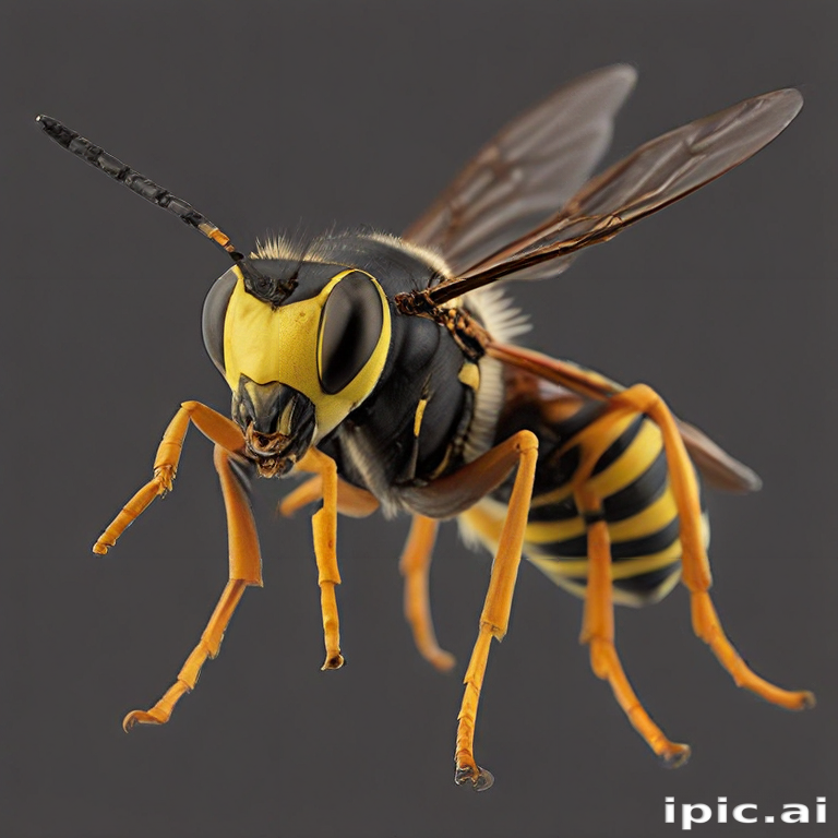 A Close-Up View of a Vibrantly Colored Wasp in Mid-Flight.