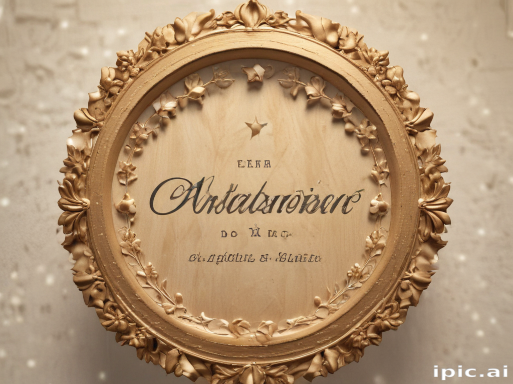 Elegant Wooden Plaque with Intricate Floral Design and Decorative Lettering