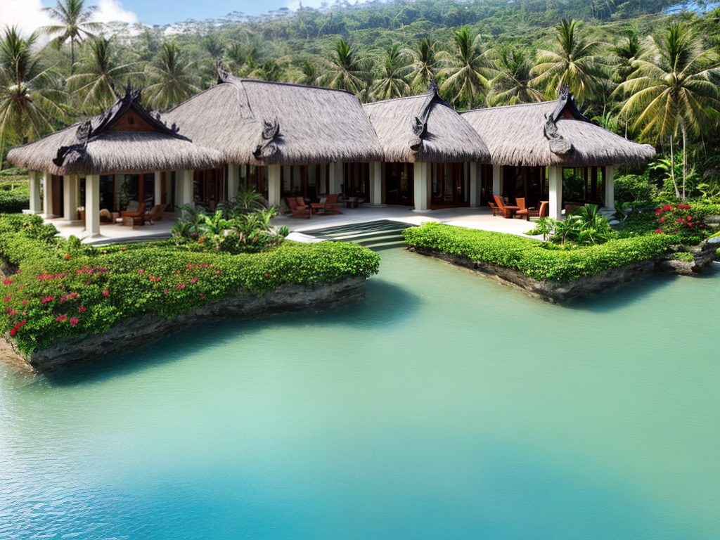 a realistic view o villas in bali with beach traditional