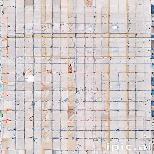 Abstract Grid Pattern with Handwritten Notes and Colorful Accents on Paper