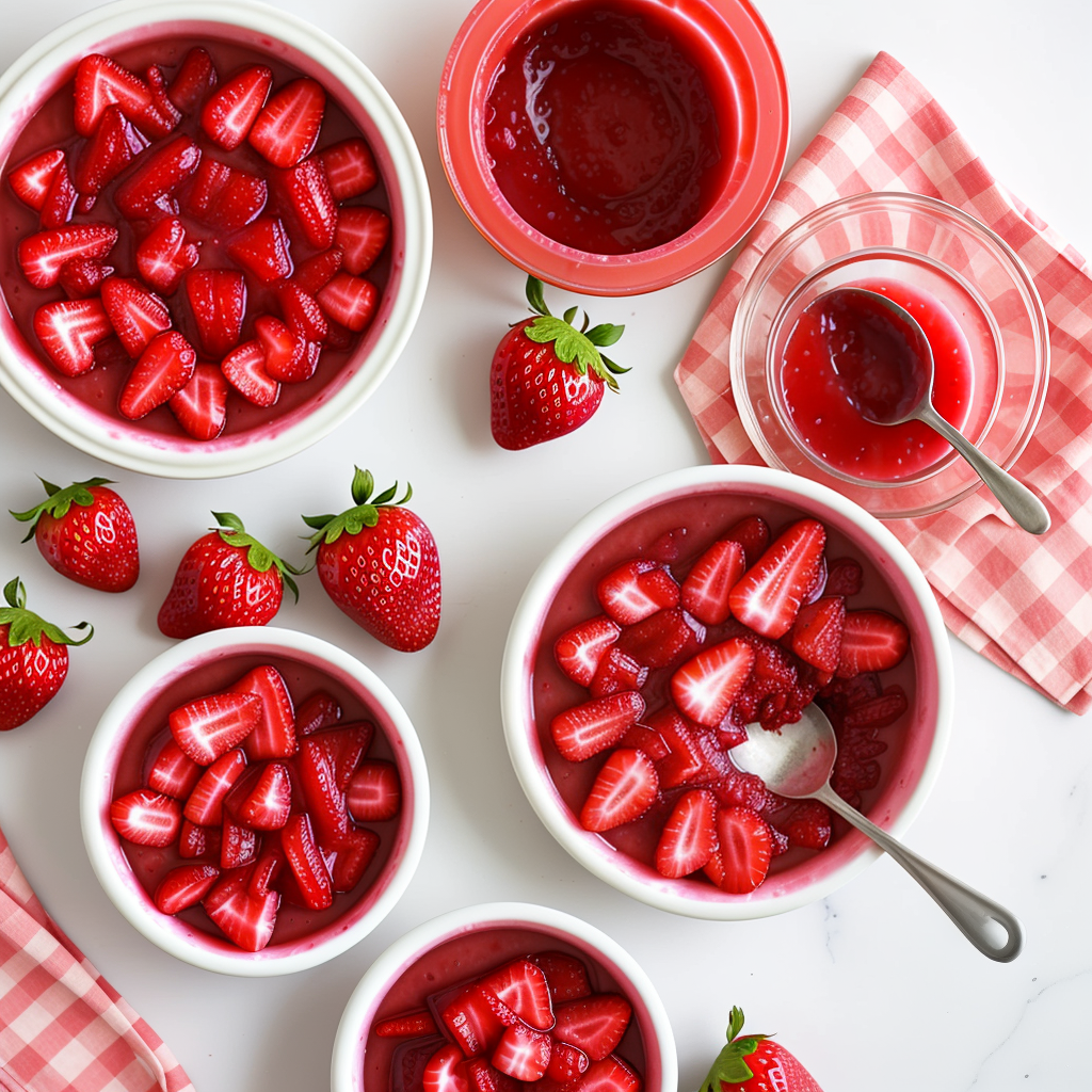 Delicious Fresh Strawberries in Sweet Red Sauce Ready for Enjoyment