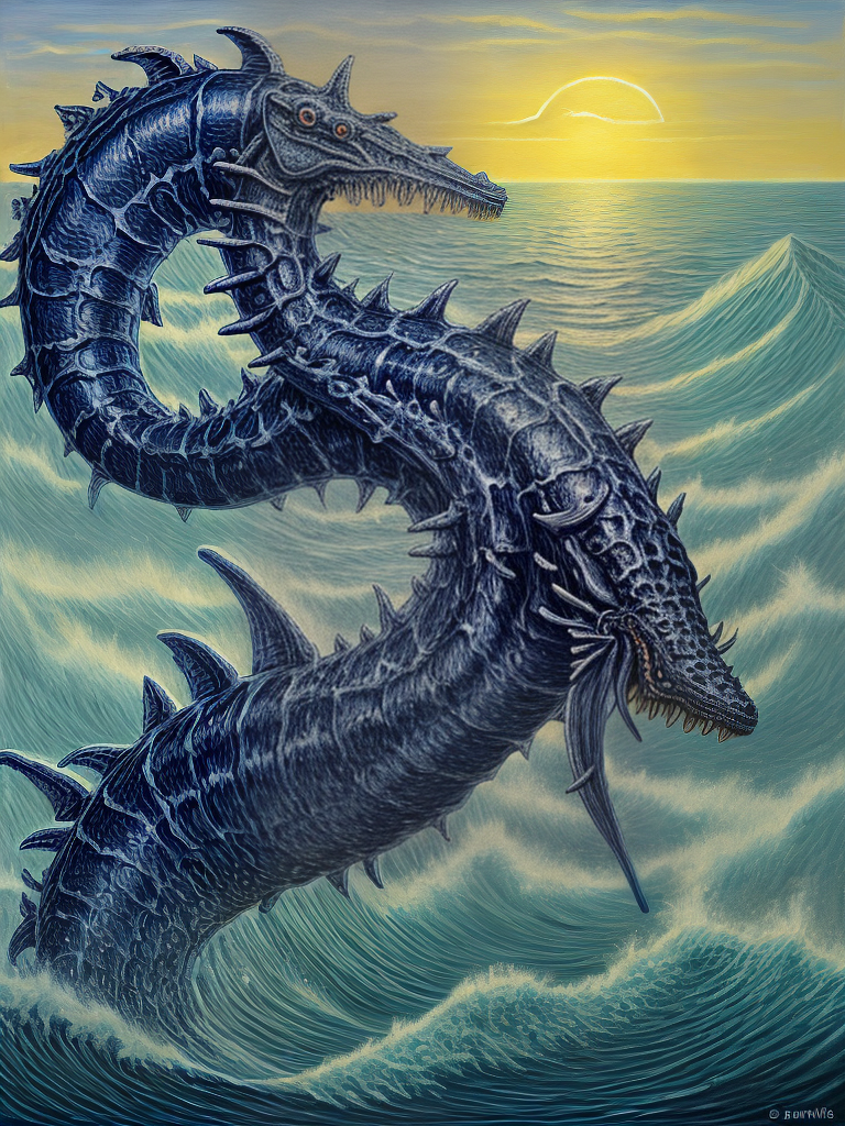 oil painting of Leviathan from bible