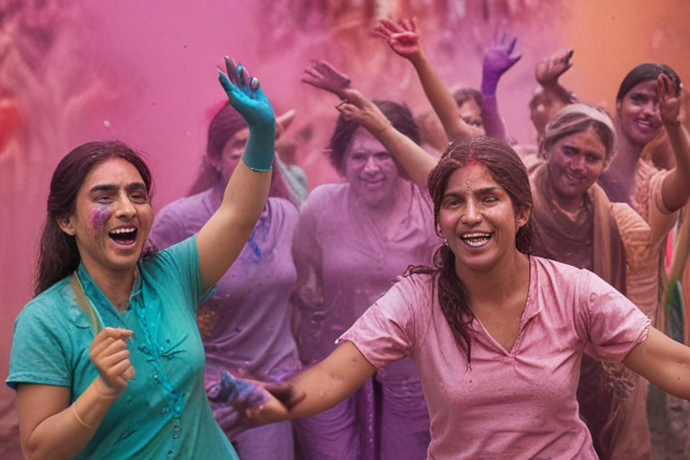 holi color play women